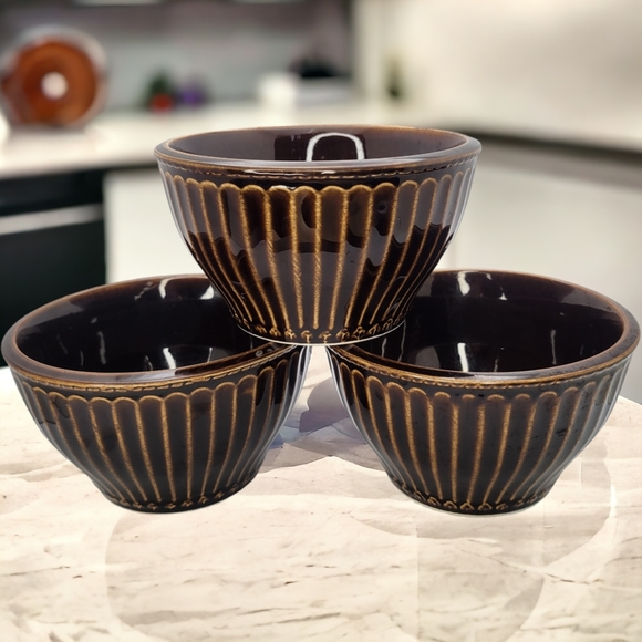 Coventry | Dining | Lot 3 Vtg Coventry Parthenon Brown Bowls Ribbed ...
